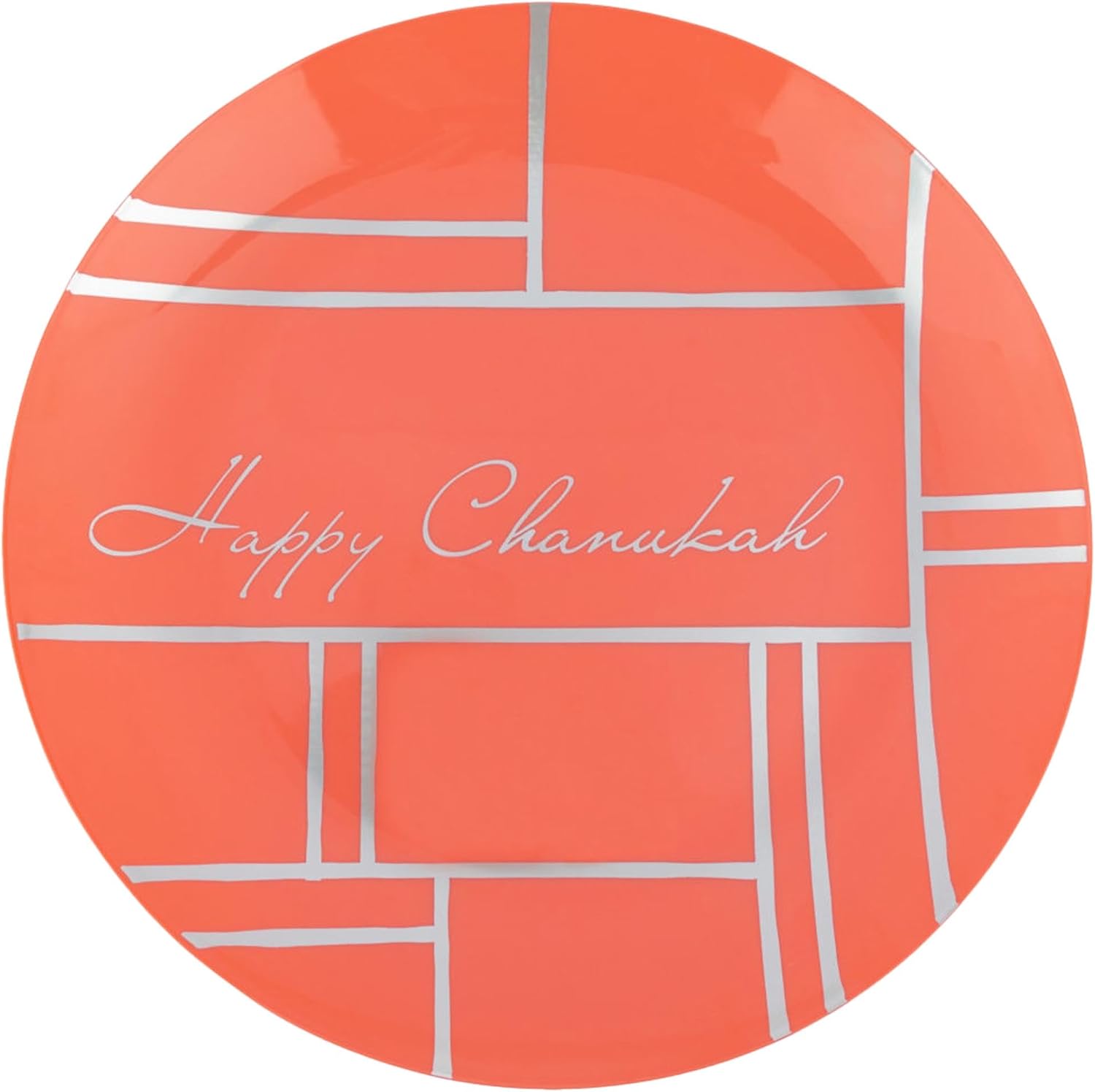 EcoQuality 10.25" inch Round Plastic Plates Coral Hanukkah Dinner ...