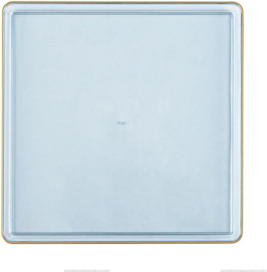 EcoQuality 10.75" inch Disposable Square Translucent Blue Plastic ...