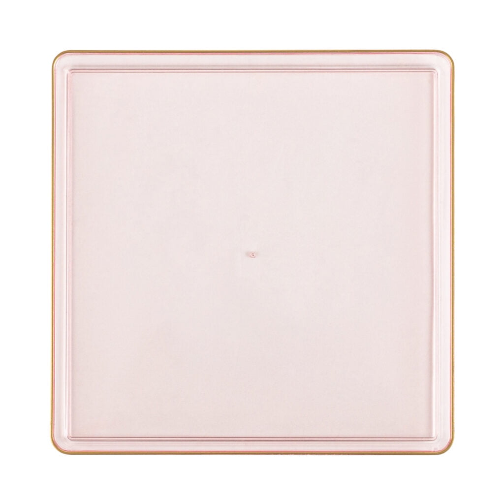 EcoQuality 10.75" inch Disposable Square Translucent Pink Plastic ...