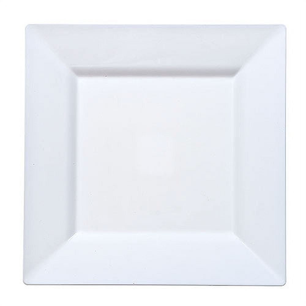 EcoQuality 10" inch Disposable Square Solid Pearl White Plastic Serving ...