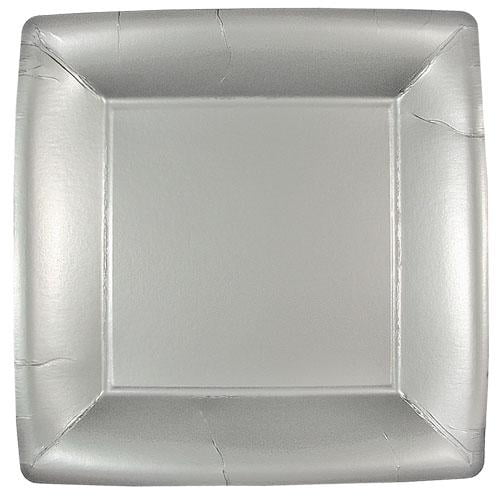 EcoQuality 10 inch Metallic Silver Premium Paper Plate Square ...