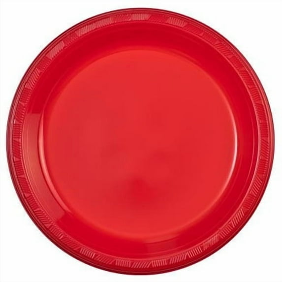 EcoQuality 10 inch Red Round Plastic Plate – Disposable Plate for ...
