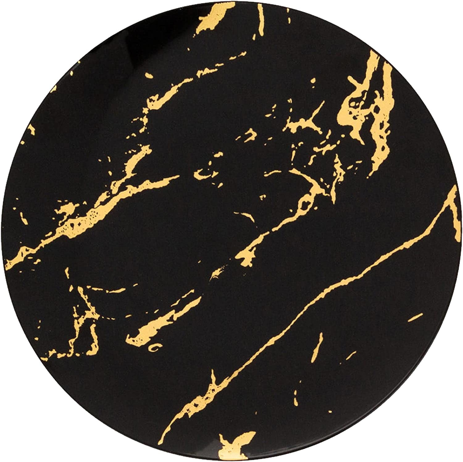 EcoQuality 10 inch Round Black Plastic Dinner Plates with Gold Stroke ...