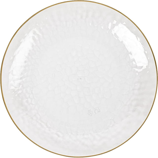 EcoQuality 10" inch Round Hammered Clear Plastic Dinner Plates with ...