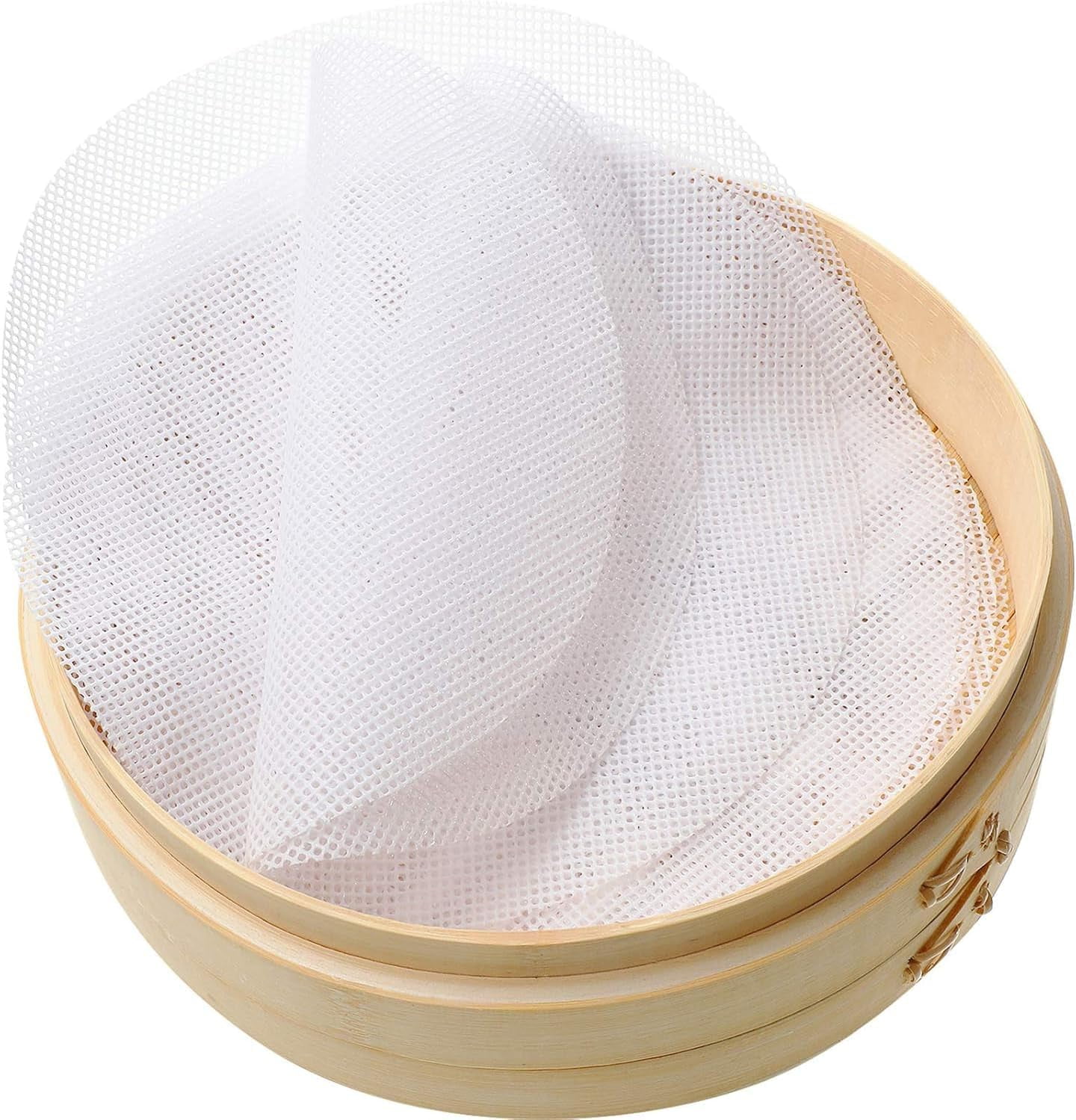 EcoQuality 12 Inch Silicone Steamer Liners, Round Non-Stick Mesh Mat ...