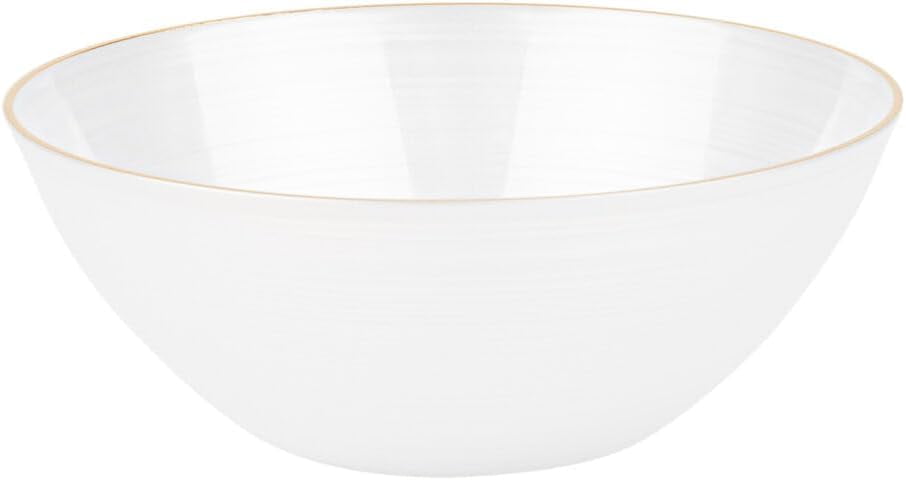 EcoQuality 12 oz Pearl White Plastic Round Bowls with Gold Rim ...