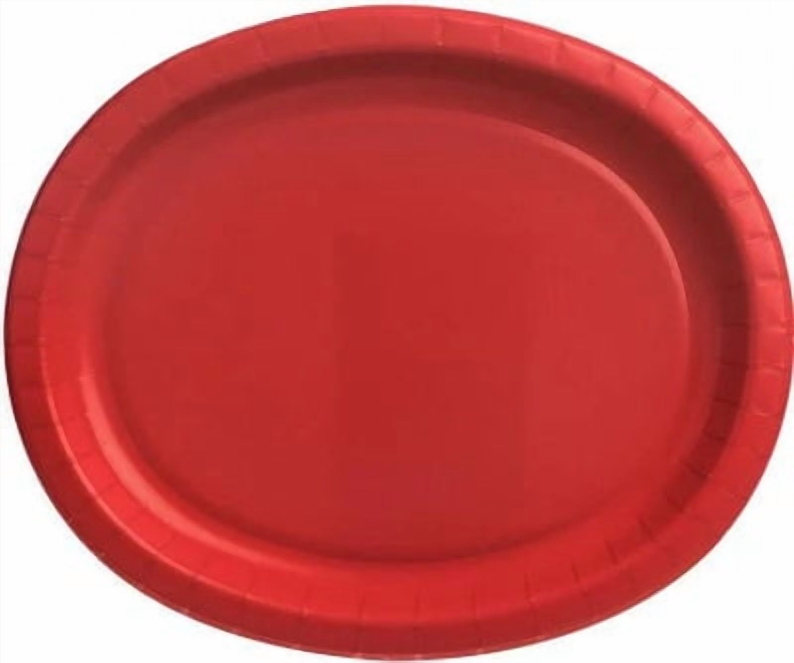 EcoQuality 12"x10" Oval Red Paper Plates – Disposable Plate for ...