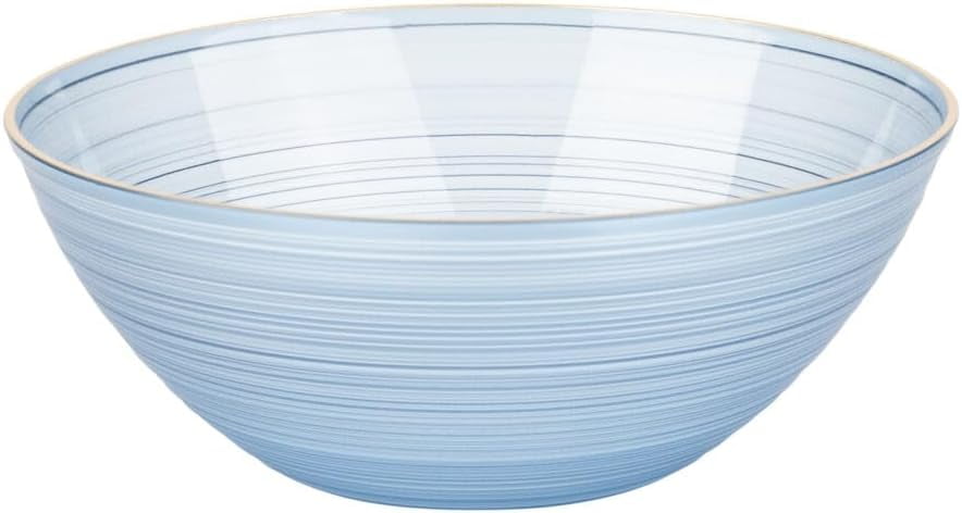 EcoQuality 12oz Translucent Blue Plastic Round Bowls with Gold Rim ...