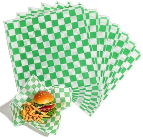 EcoQuality 12x12 in Green & White Checkerboard Pattern Basket Liner ...
