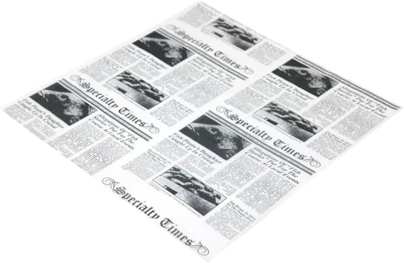EcoQuality 12x12 in Newspaper Print Pattern Basket Liner Sheets, Grease ...