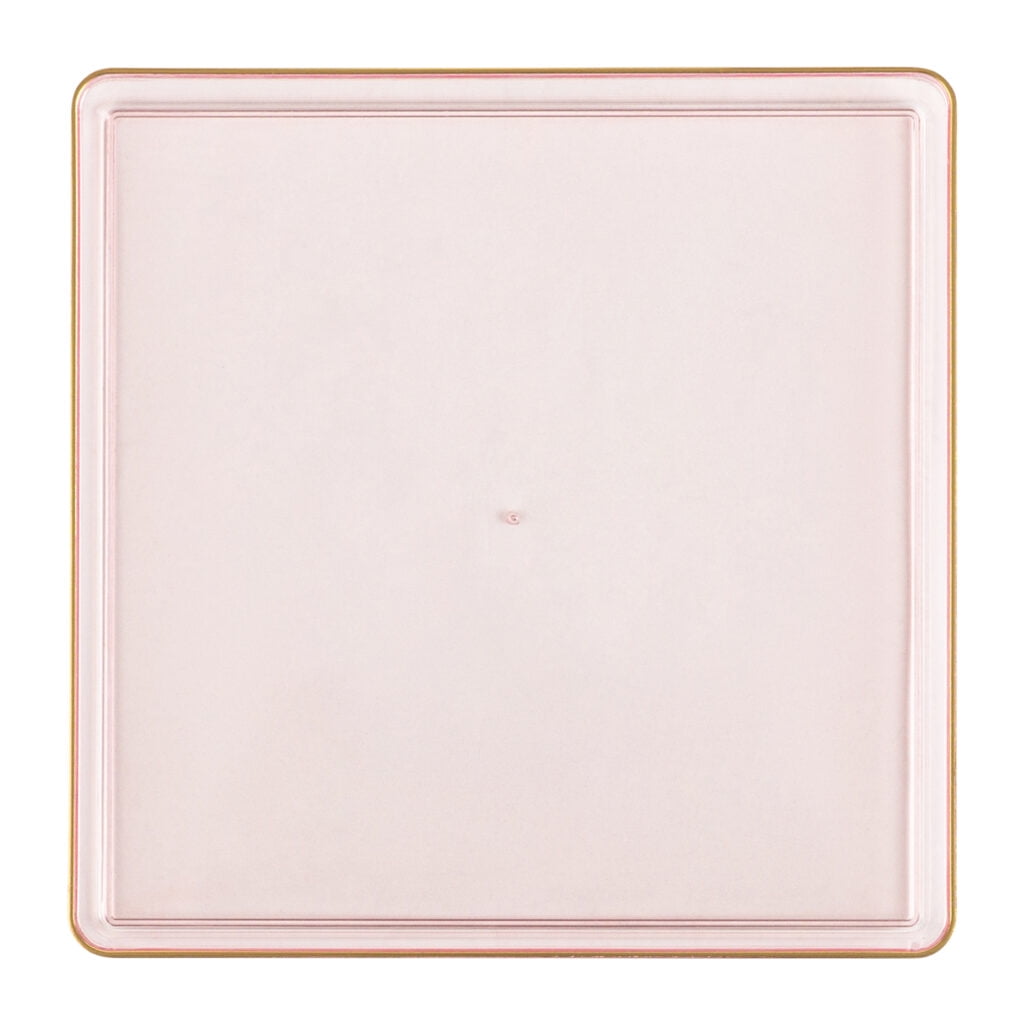 EcoQuality 13" inch Disposable Square Translucent Pink Plastic Plates ...