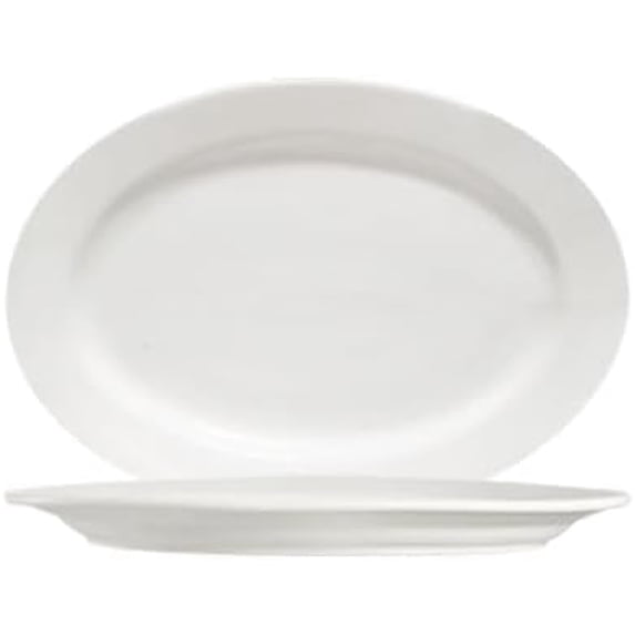 EcoQuality 16 Inch Bone White Porcelain Oval Platter - Rolled Edge ...