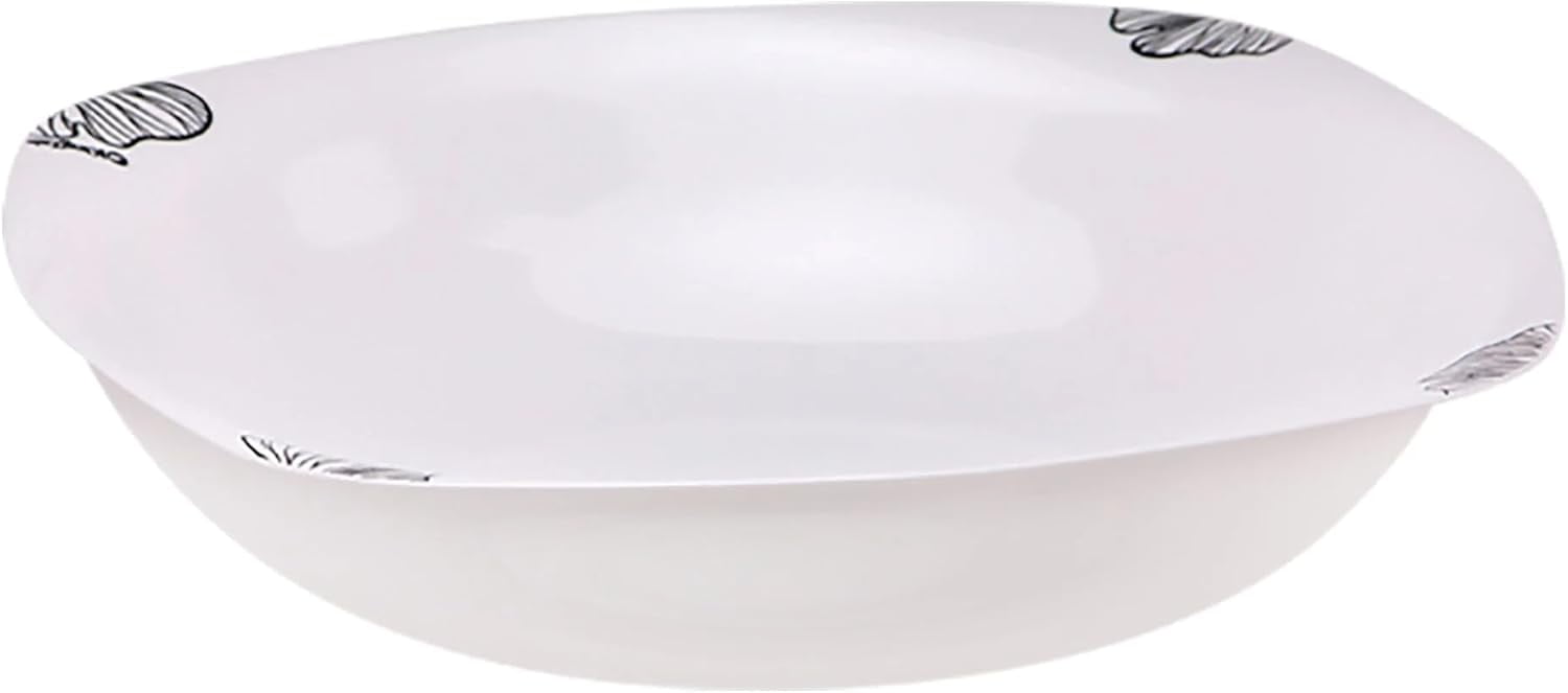 EcoQuality 16oz White Pearl Salad Bowl with Black Flower Design ...