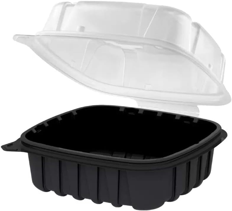 EcoQuality 18oz Hinged 6x6x3 Inch Black Clamshell Takeout Container ...