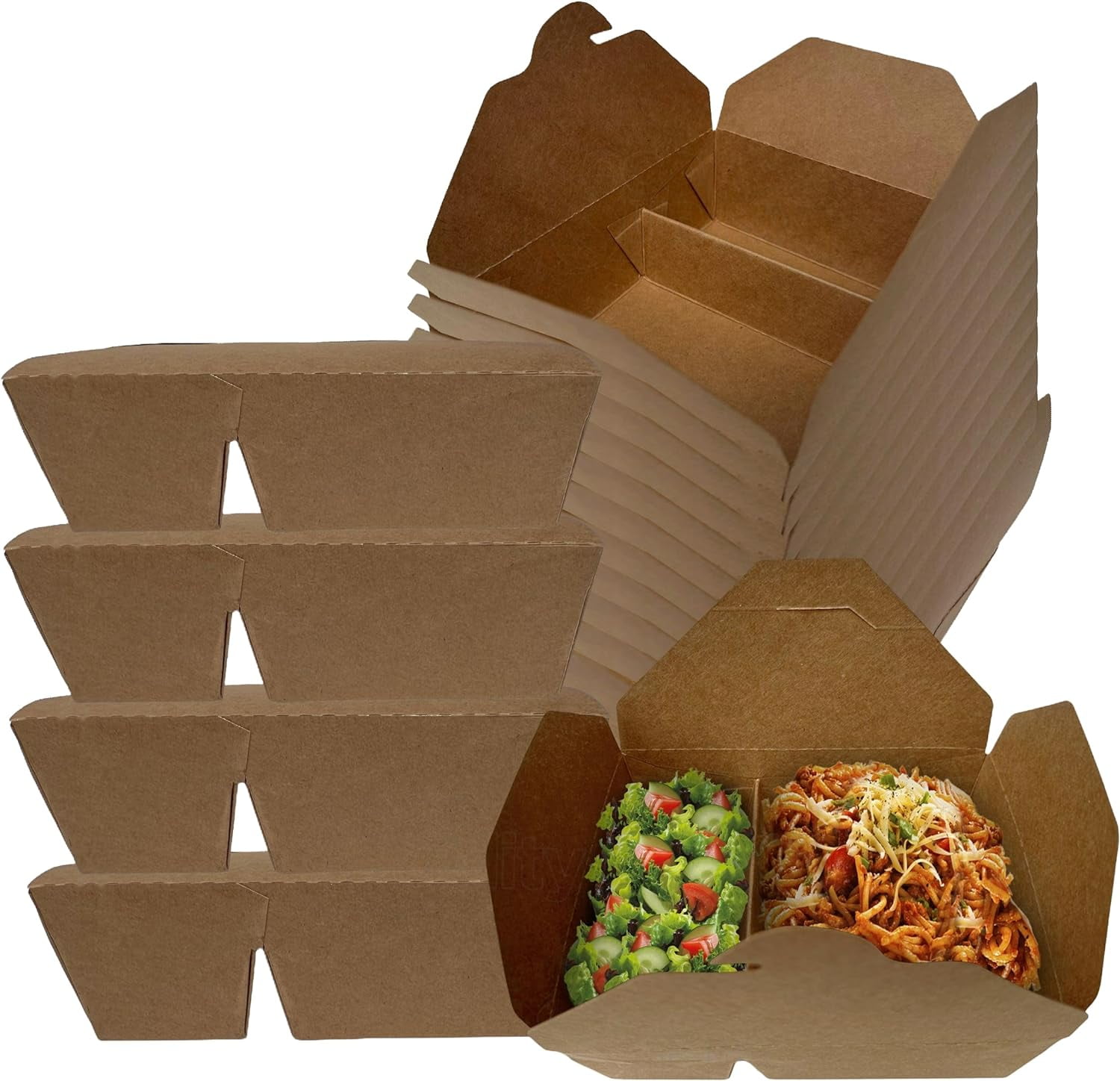 EcoQuality 2 Compartment Take Out Food Kraft Brown Paper Take Out Boxes ...