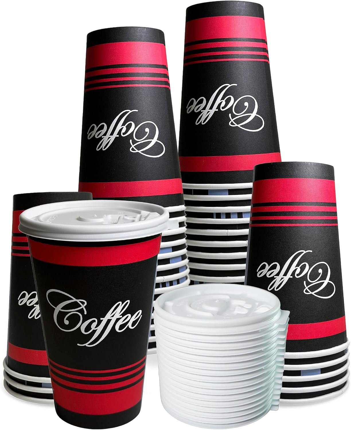EcoQuality 20 oz Large Disposable Paper Cups - Classic Durable Disposable Paper Cups & White ...