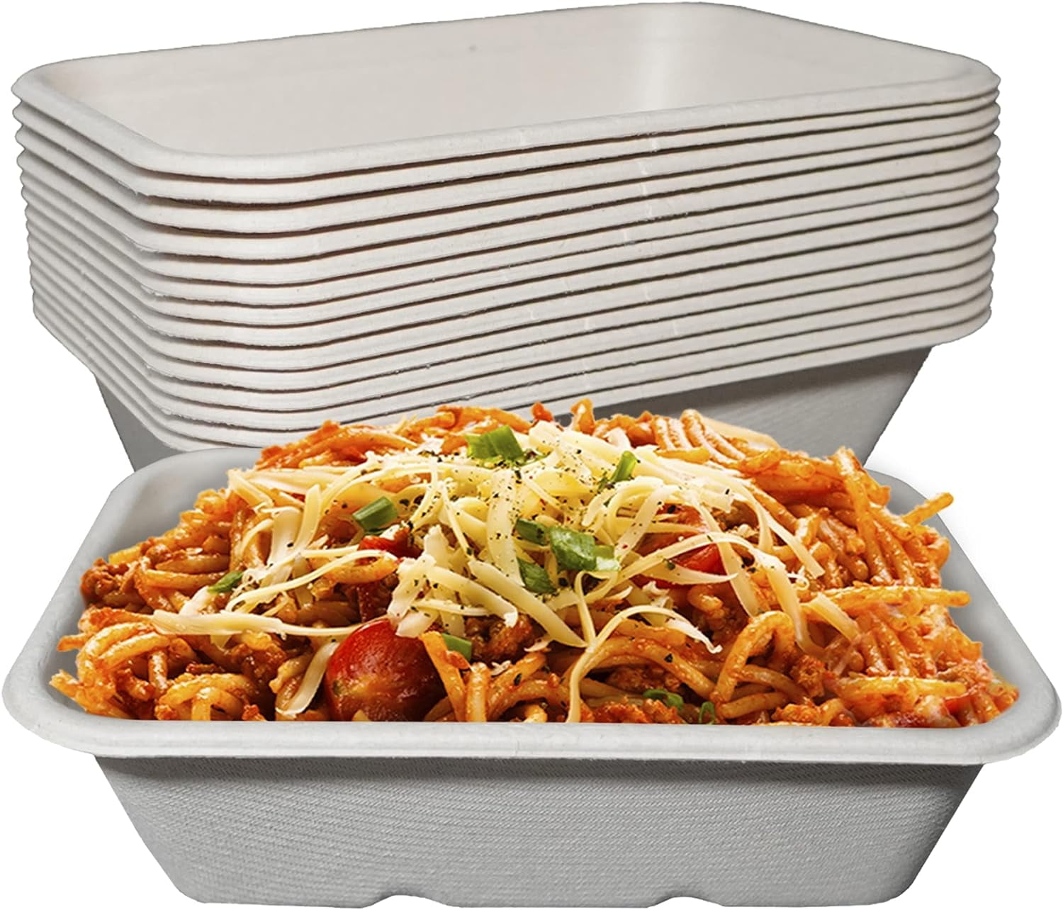EcoQuality 22oz Disposable Bowls - Rectangular Compostable Sugarcane ...