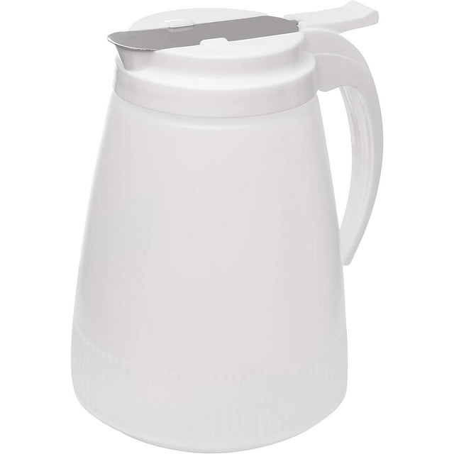 EcoQuality 32oz Plastic Syrup Dispenser with Plastic Lid and Stainless ...