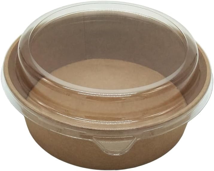EcoQuality 36oz Round Kraft Paper Bowl Container with Clear PET Lid ...