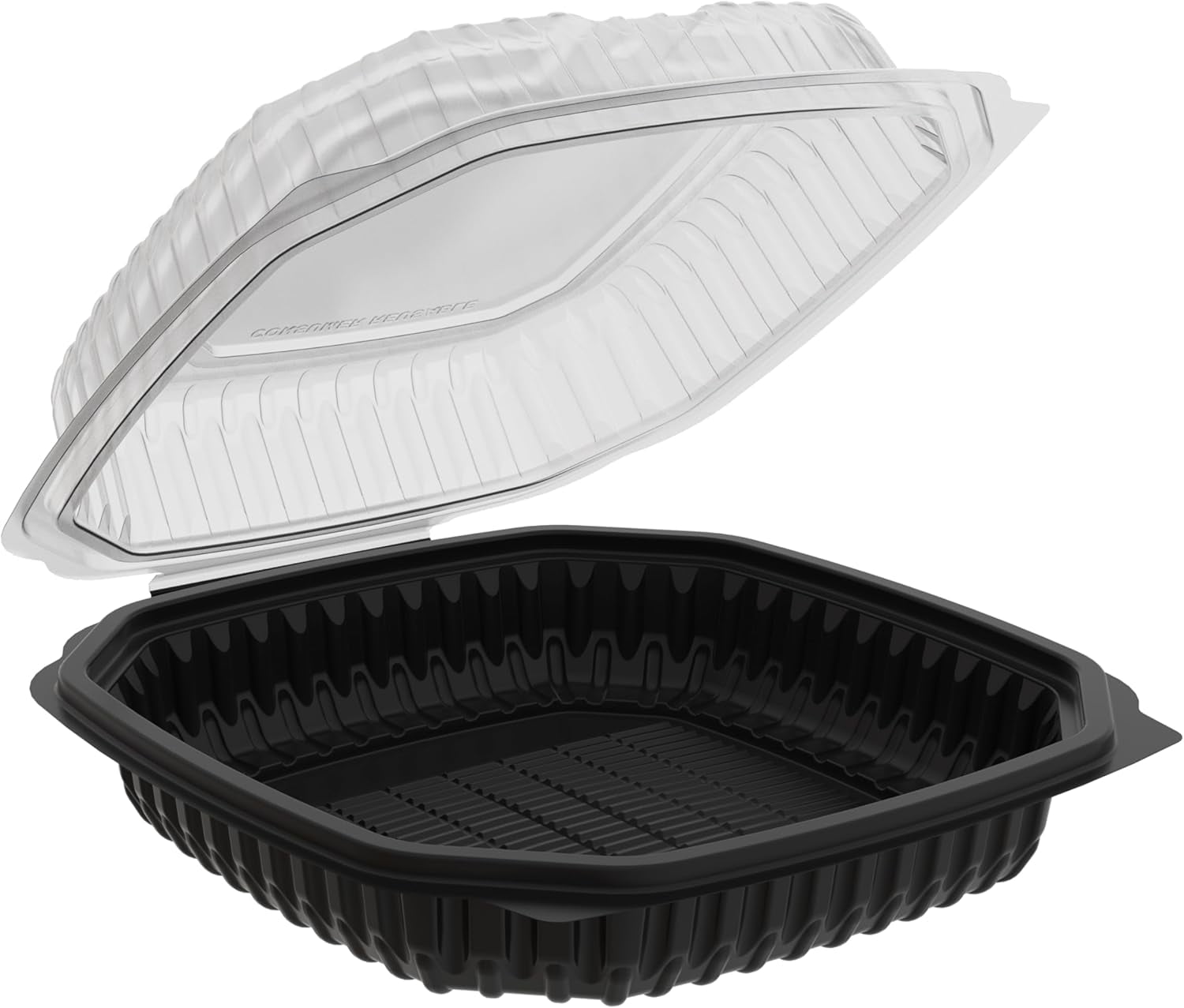 EcoQuality 38oz Black Hinged Takeout Containers with Clear Lids 9x9x3 ...
