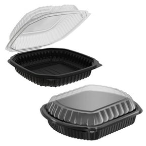 8"x8"x3" White Foam Disposable Clamshell Trays, 3-Compartment Take Out ...