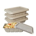 EcoQuality 40oz Disposable Bowls with Fiber Lids - Rectangular ...