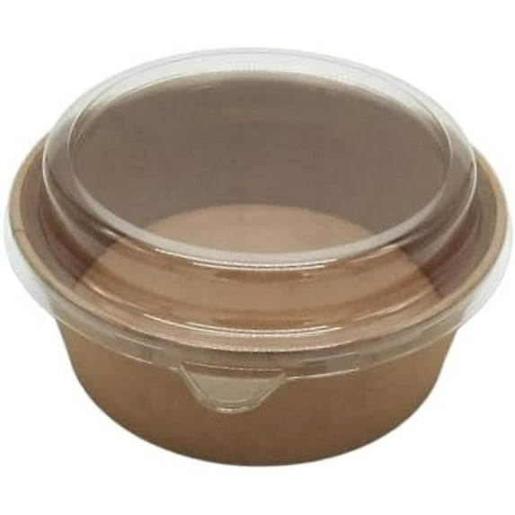 EcoQuality 45oz Round Kraft Paper Bowl Container with Clear PET Lid ...