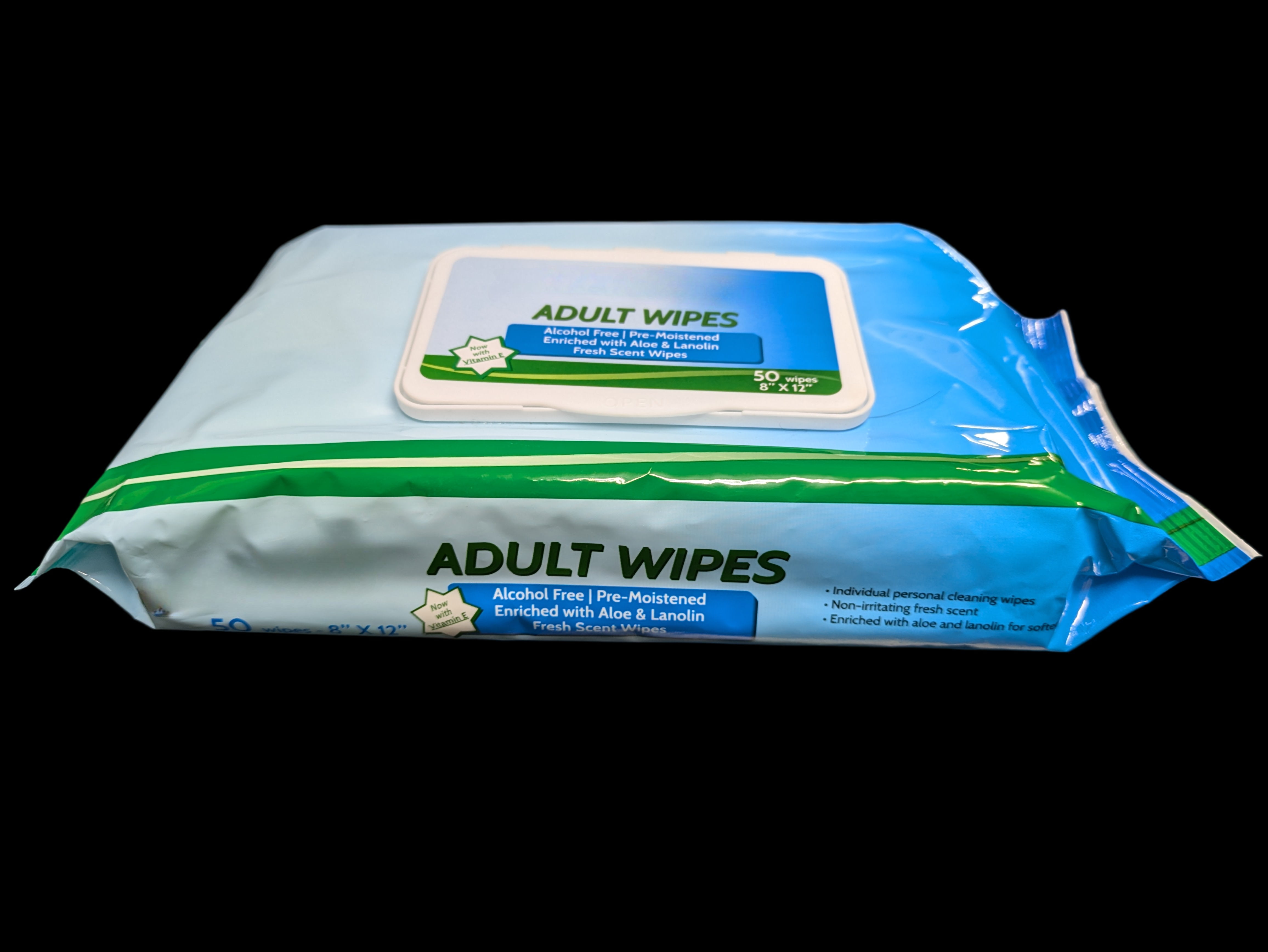 EcoQuality 50 pack Aloe Enriched Moistened Adult Wipes 8x12 For Home ...
