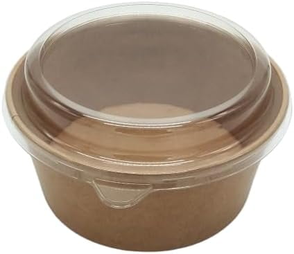 EcoQuality 52oz Round Kraft Paper Bowl Container with Clear PET Lid ...