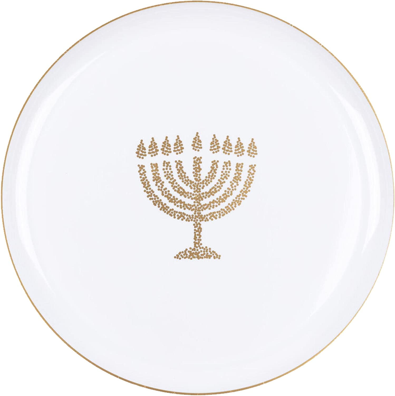 EcoQuality 6.3" inch Round Plastic Plates White Hanukkah Dessert Plates ...