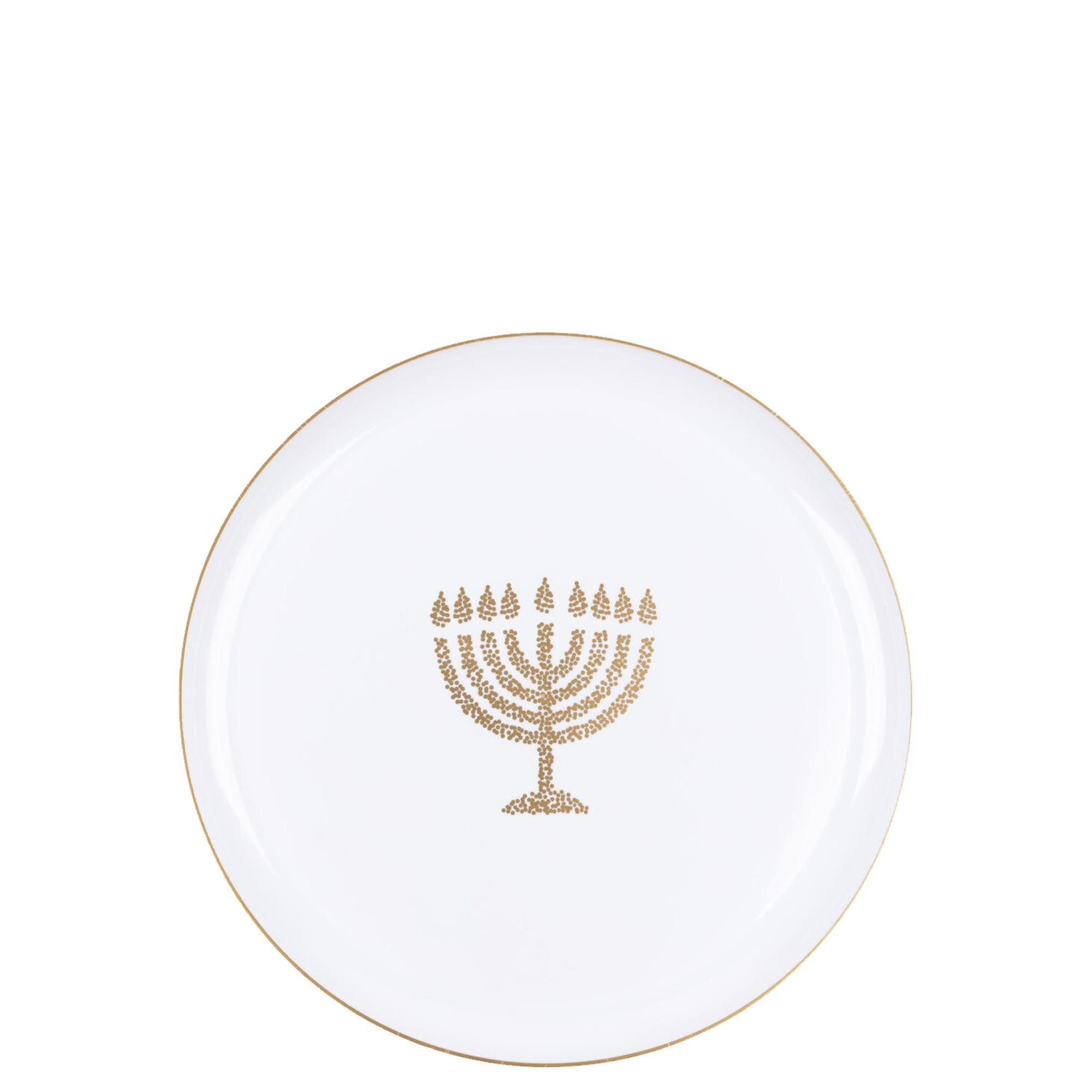 EcoQuality 6.3" inch Round Plastic Plates White Hanukkah Dessert Plates ...