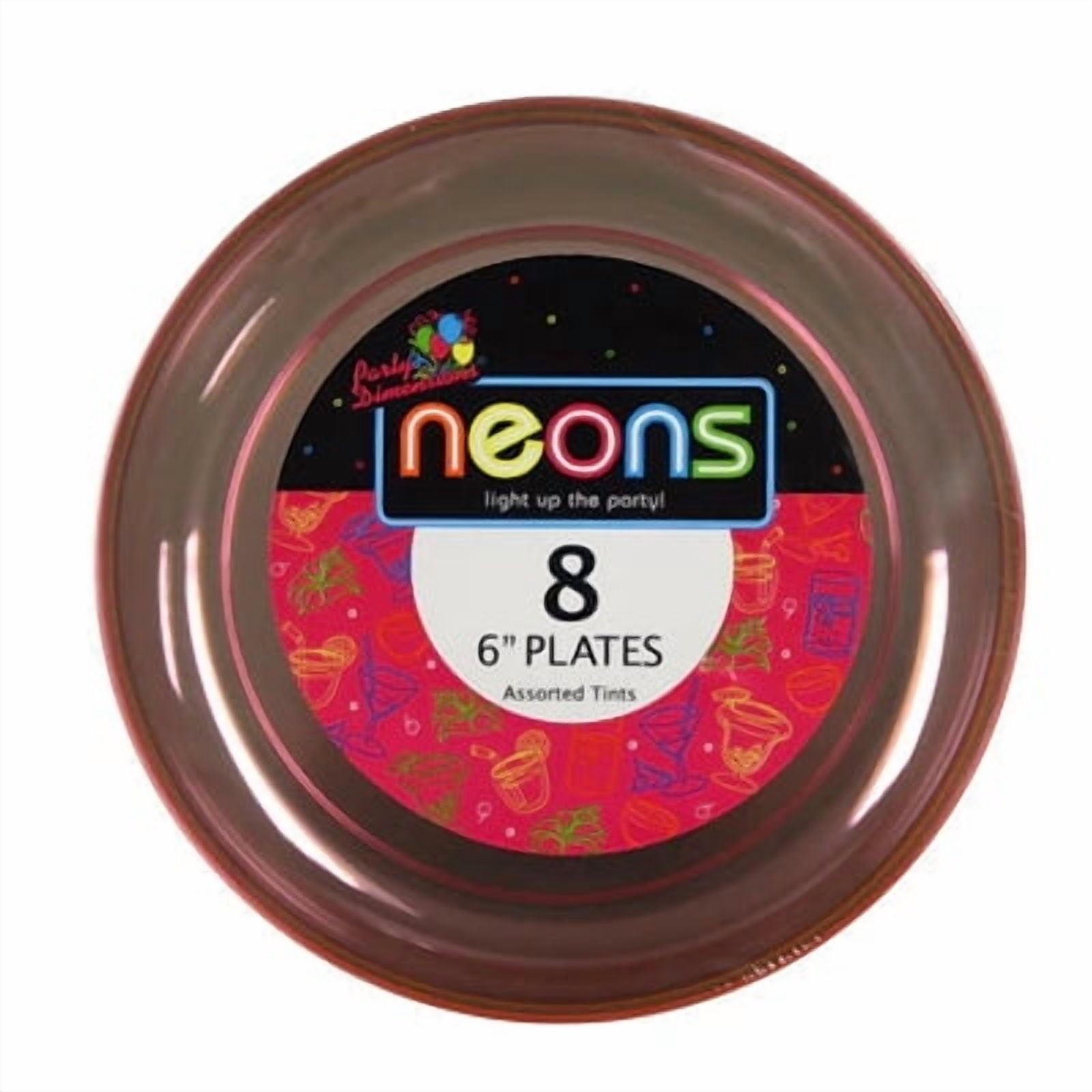 EcoQuality 6 inch Neon Mix Round Plastic Plate – Disposable Plate for ...