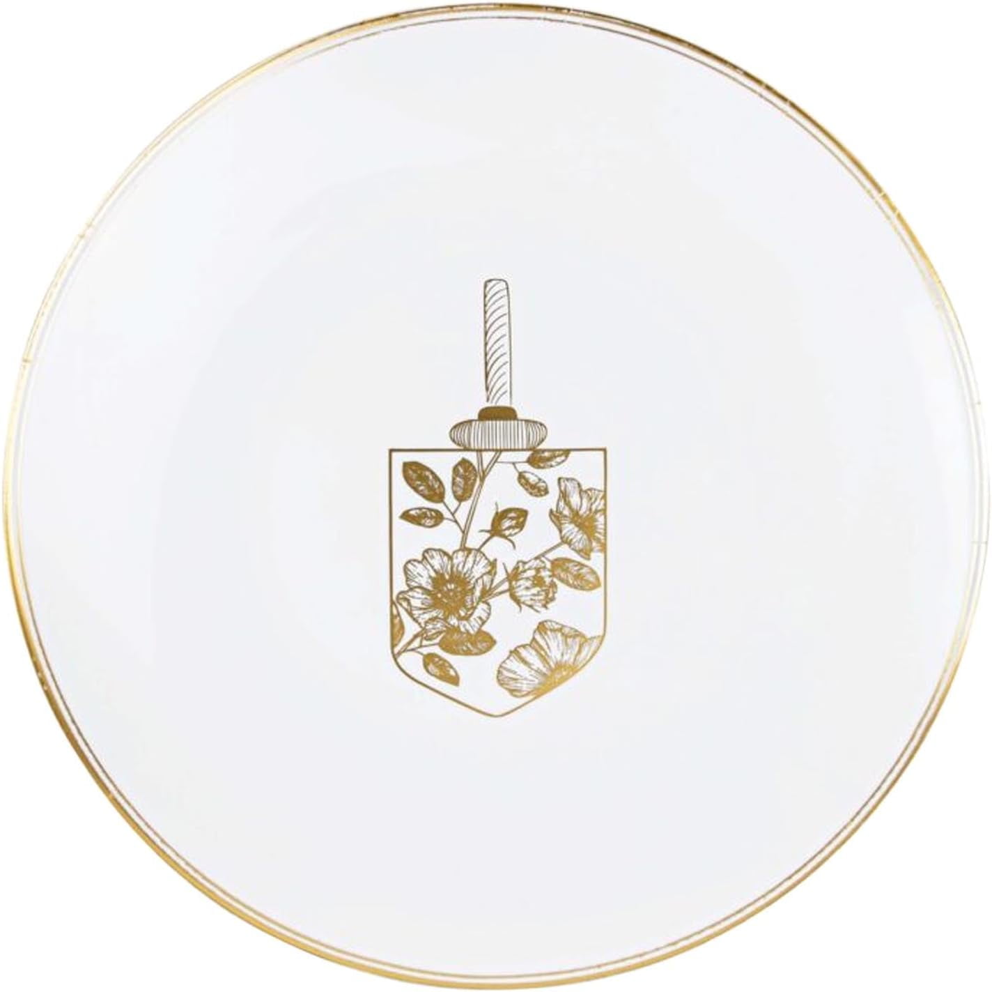 EcoQuality 7.5" inch Round Plastic Plates White Hanukkah Salad Plates ...