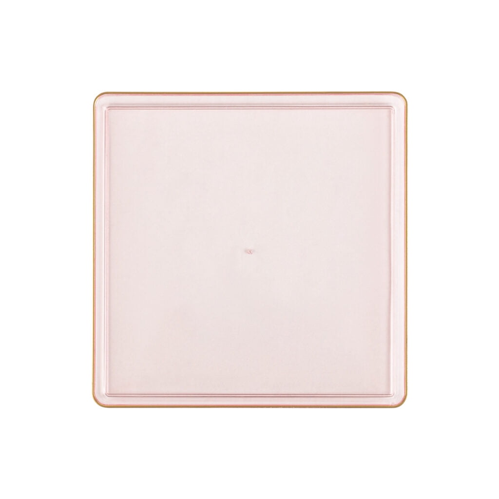 EcoQuality 7.75" inch Disposable Square Translucent Pink Plastic Plates ...