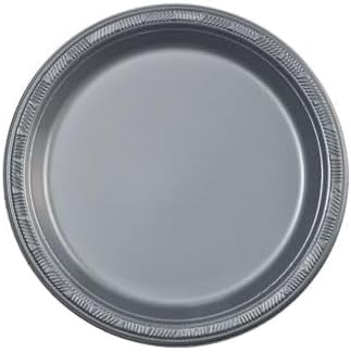 EcoQuality 7 inch Silver Round Plastic Salad Plate – Disposable Plate ...