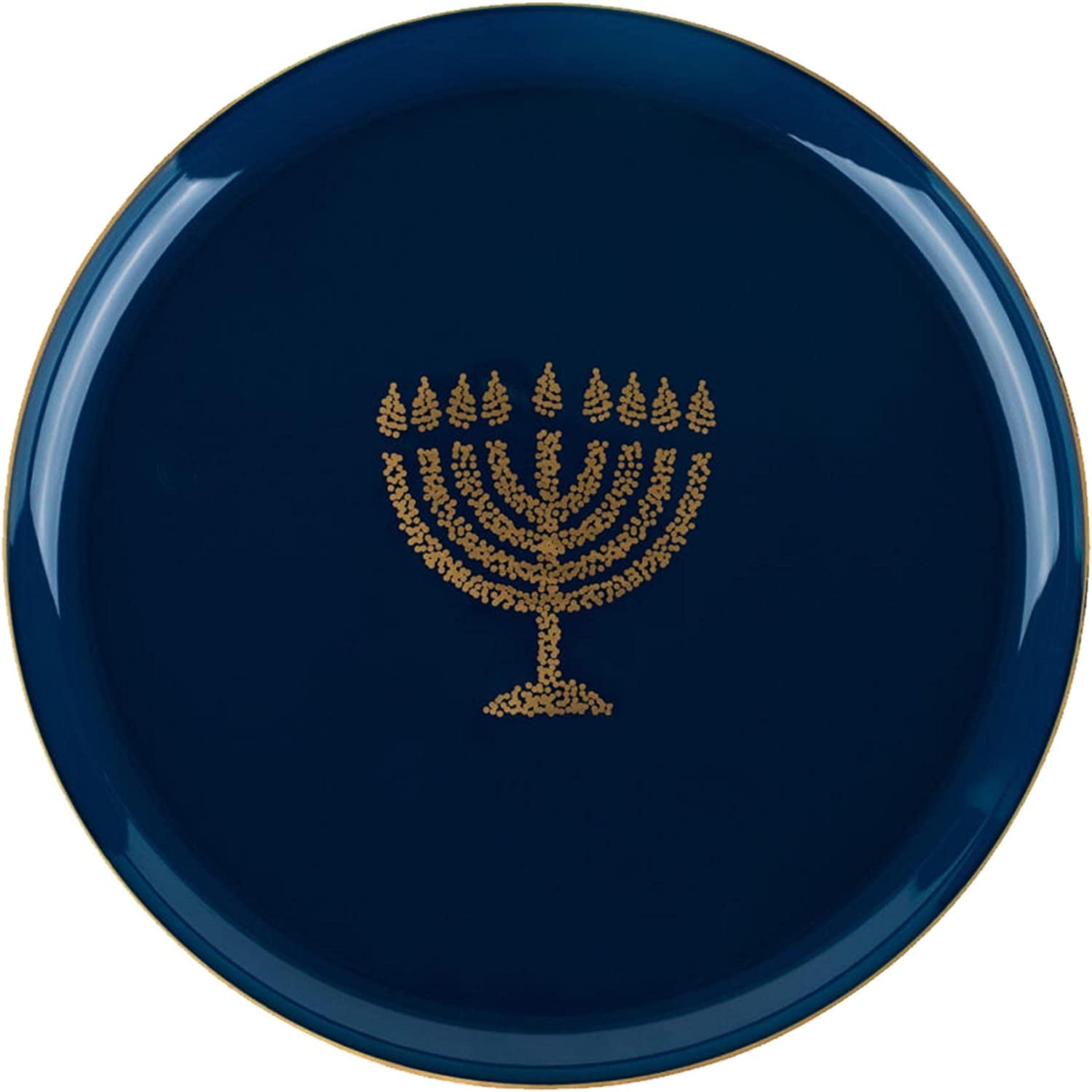 EcoQuality 8.6"inch Round Plastic Plates Blue Hanukkah Salad Plates ...