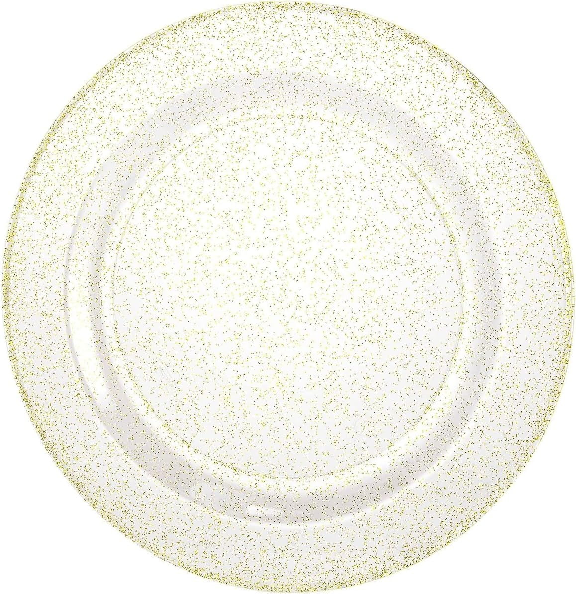 EcoQuality 9 Inch Gold Plastic Round Dinner Plates with Glitter Design ...