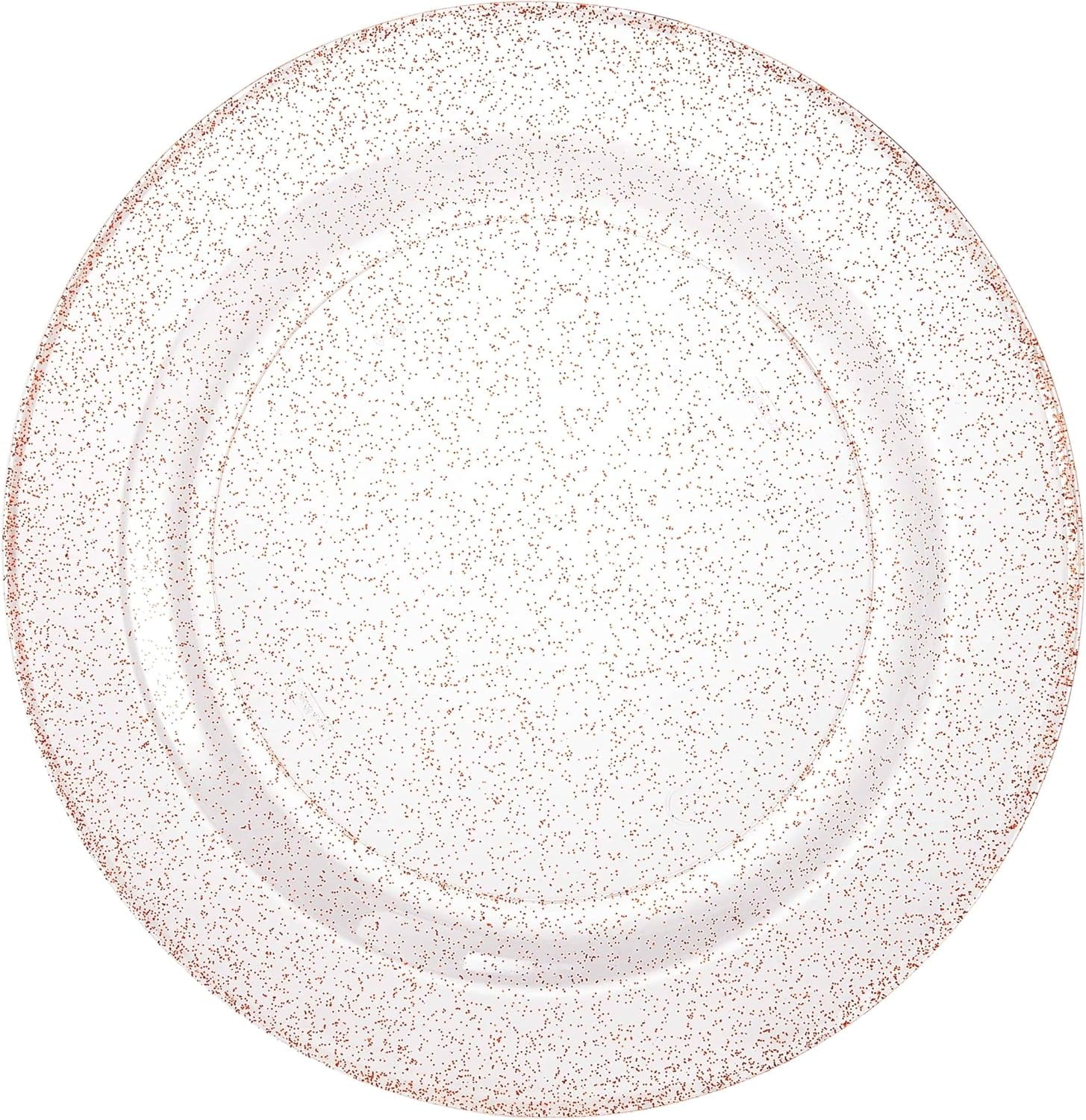 EcoQuality 9 Inches Rose Gold Plastic Round Dinner Plates with Glitter ...