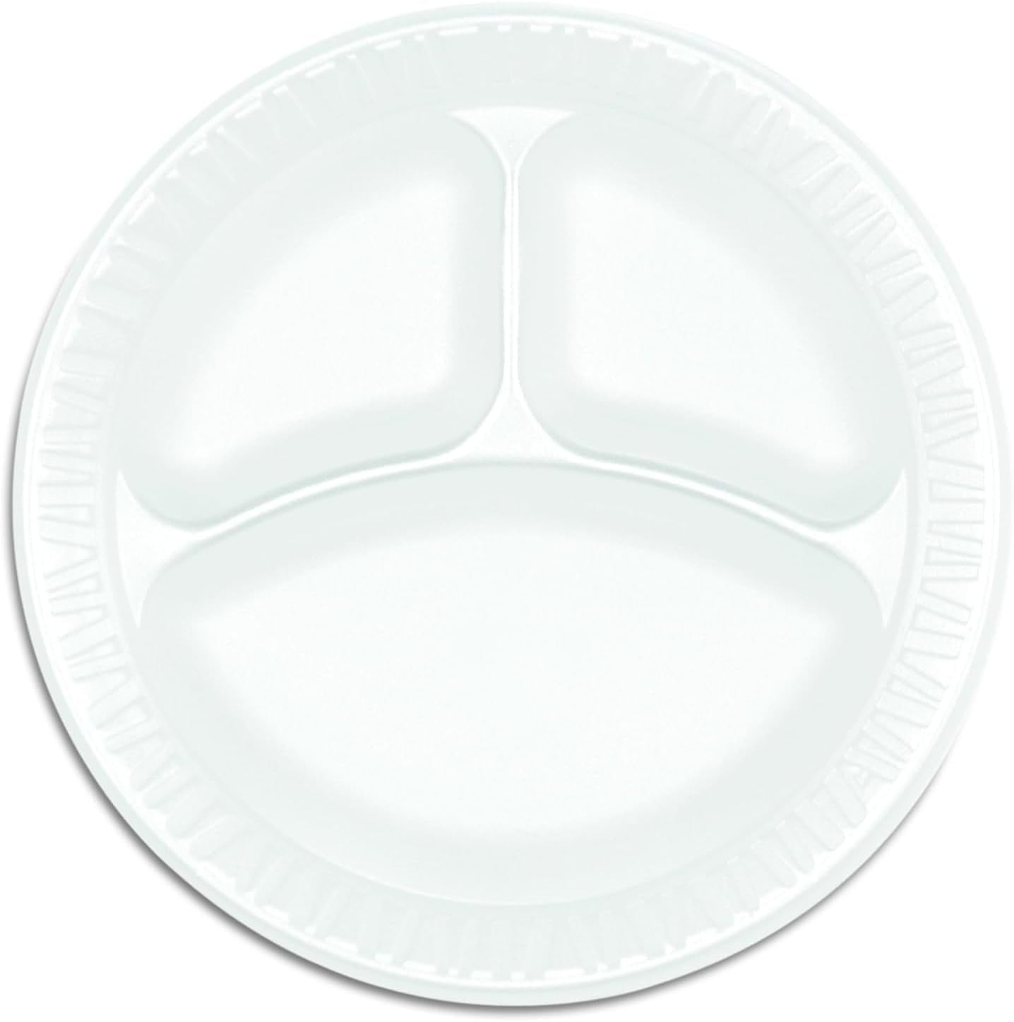 EcoQuality 9 inch 3 Compartment Disposable White Insulated Foam Heavy ...