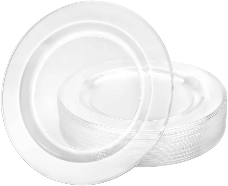 EcoQuality 9 inch Clear Round Dinner Plate – Elegant Disposable Plastic ...
