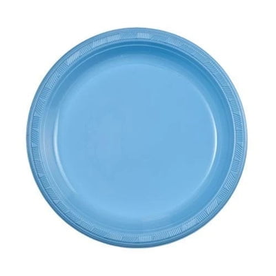 EcoQuality 9 inch Light Blue Round Plastic Salad Plate – Disposable ...