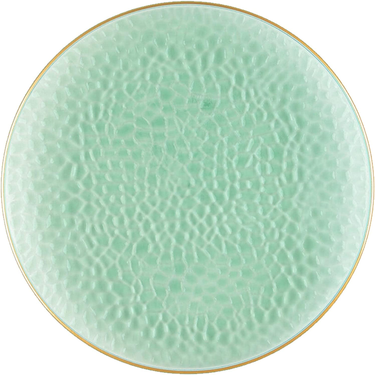 EcoQuality 9" inch Round Hammered Translucent Green Plastic Plates with ...