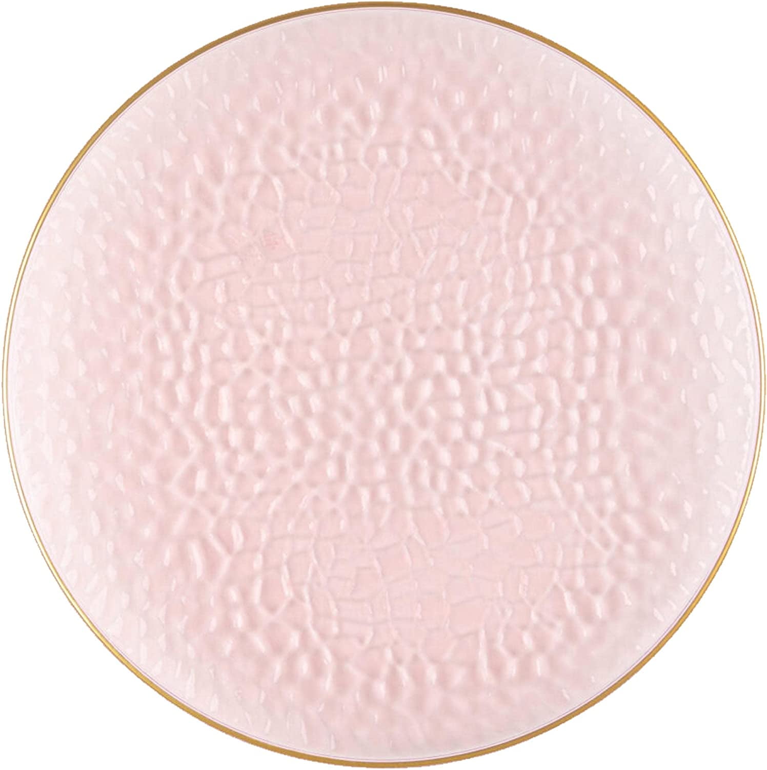 EcoQuality 9" inch Round Hammered Translucent Pink Plastic Plates with ...