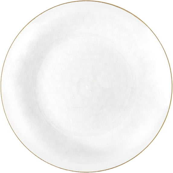 EcoQuality 9" inch Round Hammered Translucent White Plastic Dinner ...