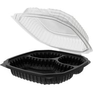 8"x8"x3" White Foam Disposable Clamshell Trays, 3-Compartment Take Out Boxes - 25 Count ...