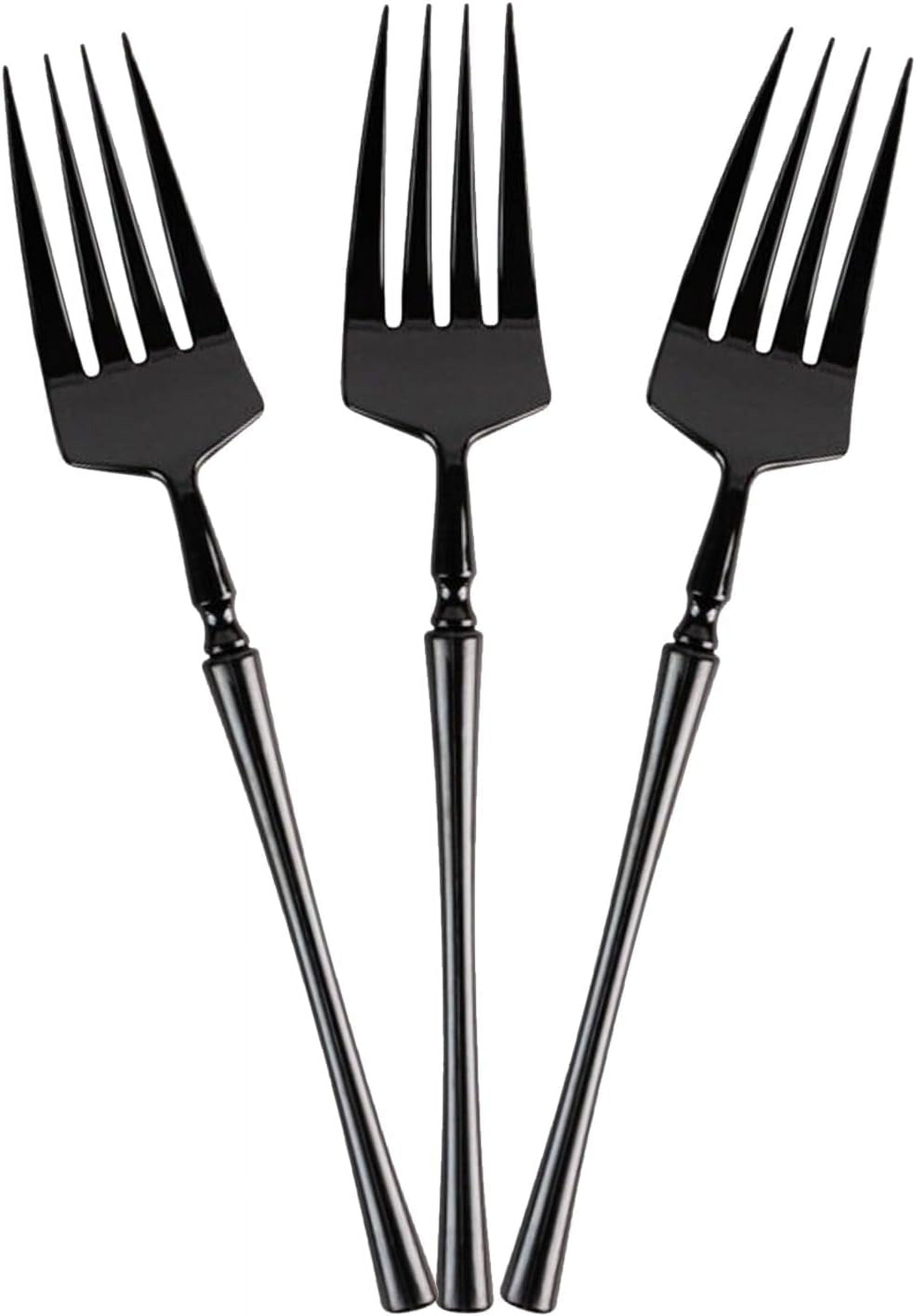 EcoQuality Black Disposable Plastic Salad Forks - Heavy Weight Plastic ...