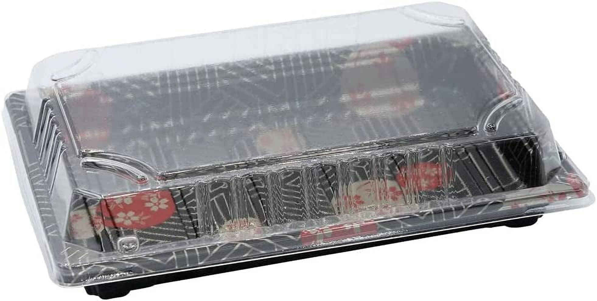 EcoQuality Black Sushi Trays with Lids 6.5 x 5.5 inch - Disposable ...