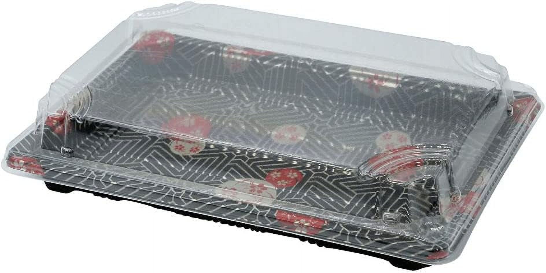 EcoQuality Black Sushi Trays with Lids 7.25 x 5 Inch - Disposable Sushi ...