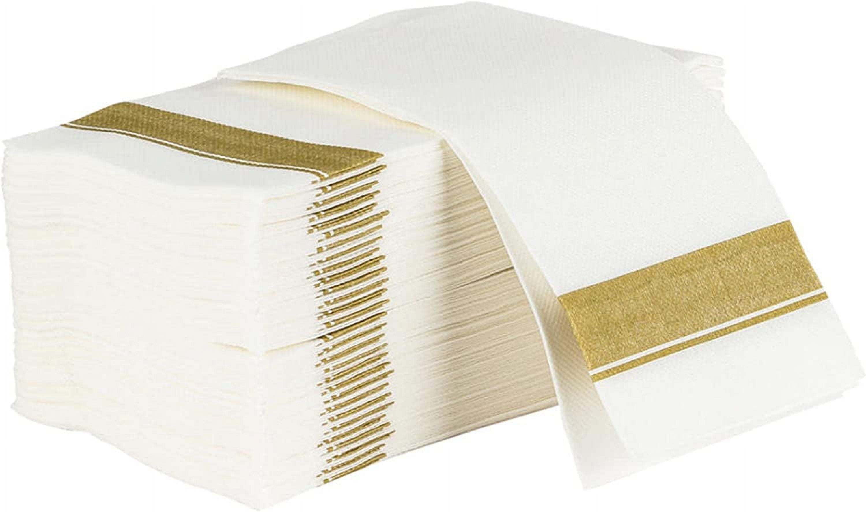 EcoQuality Cloth Feel Dinner Napkins with Gold Design Disposable ...