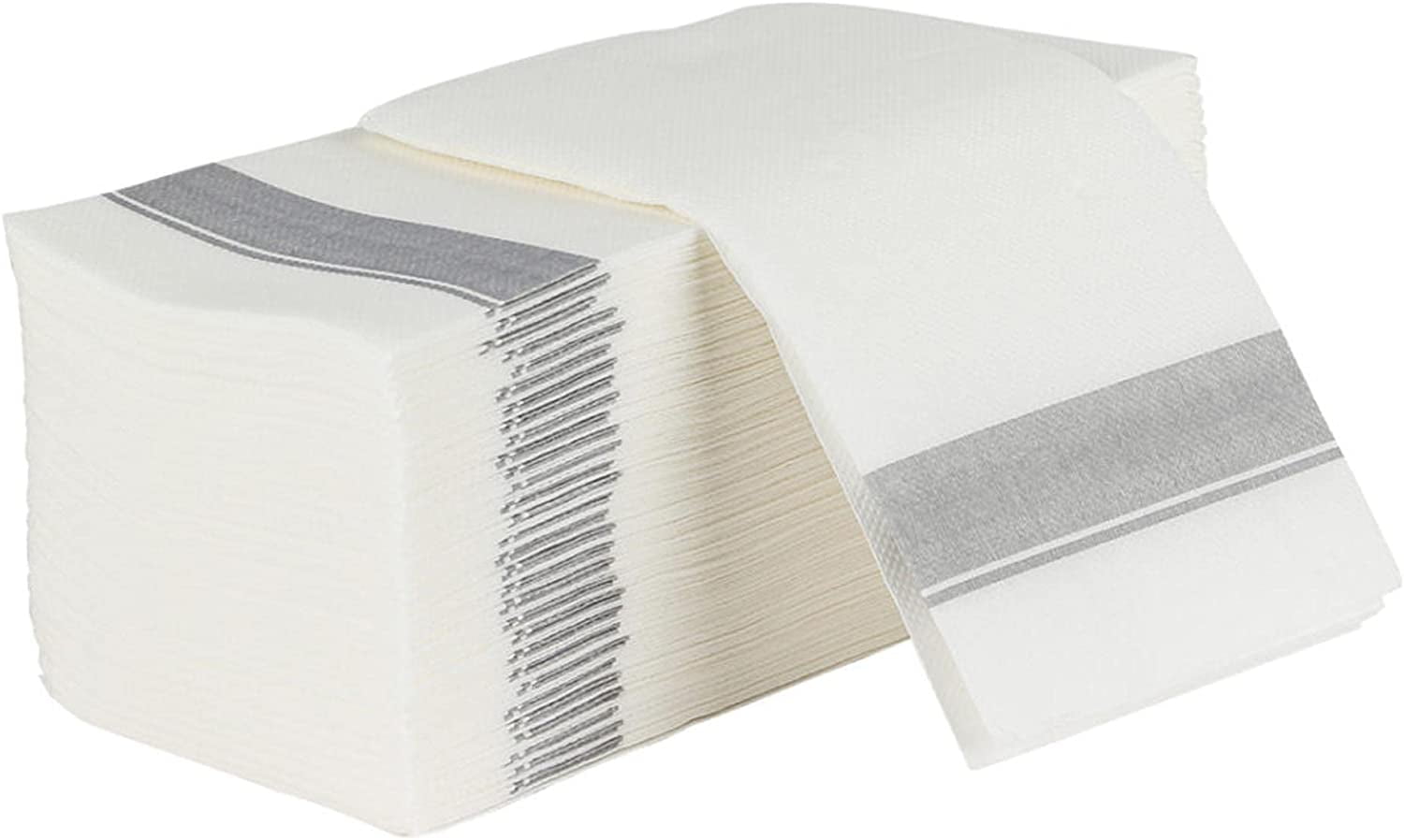 EcoQuality Cloth Feel Dinner Napkins with Silver Design Disposable ...